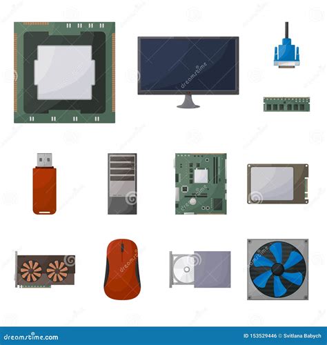 Vector Illustration Of Computer And Hardware Icon Set Of Computer And Component Stock Symbol