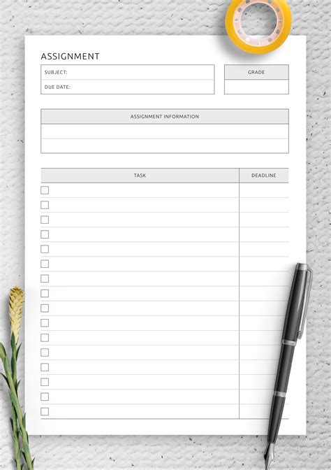 Download Printable Student Assignment Tracker Pdf