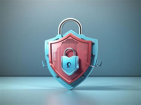 3d Render Shield With Padlock And Tick Sign Confidence And Security