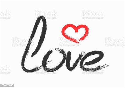 손으로 쓴된 텍스트 사랑과 심장의 개요입니다 레터링 거친 브러시로 직접 그린입니다 그런 지 스케치 수채화 낙서 검은색에 대한 스톡 벡터 아트 및 기타 이미지 Istock