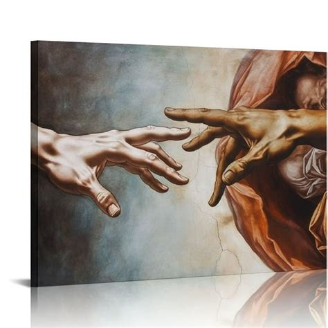 Nawypu Canvas Print Wall Art The Creation Of Adam Closeup Religious