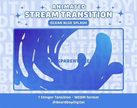 Animated Stream Transition Ocean Blue Splash Twitch Transition Obs Stream Assets Stinger