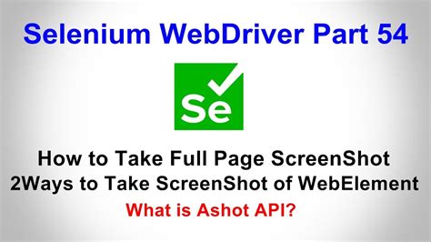 Selenium Webdriver Part54 Full Page Screenshot Webelement