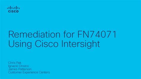 Remediate Fn74071 Using Cisco Intersight Cisco Video Portal