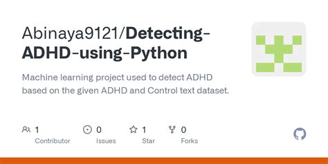 GitHub Abinaya Detecting ADHD Using Python Machine Learning