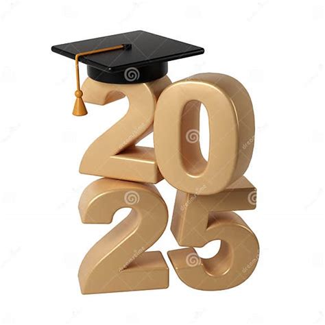 Class Of 2025 3d Icon Congratulation Graduates Design Template With Black Cap And Numbers Stock