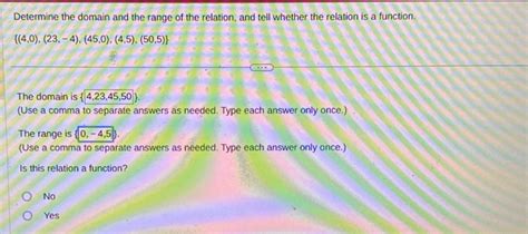 Solved Determine The Domain And The Range Of The Relation And Tell