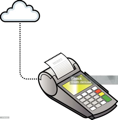 클라우드 연결 Pos 터미널 영수증에 대한 스톡 벡터 아트 및 기타 이미지 영수증 컴퓨터 프린터 2015년 Istock
