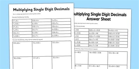 Multiplying Dividing Decimals Worksheet Year 6 Resources