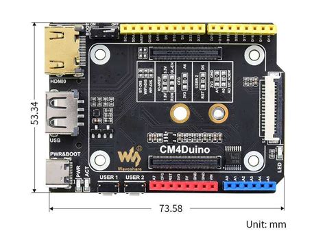 Waveshare Arduino Compatible Base Board For Raspberry Pi Compute Module 4 Hdmi Usb M2 Slot