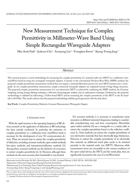 pdf new measurement technique for complex permittivity in millimeter