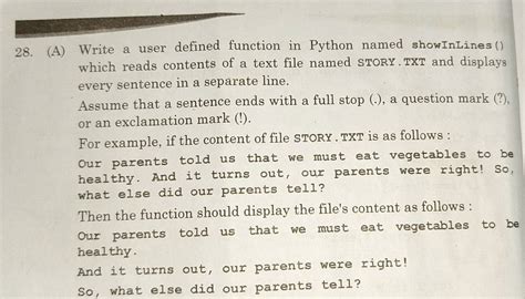 solved write a user defined function in python named showinlines which reads contents of a
