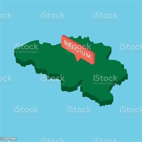 파란색 배경에 포인터와 국가 벨기에의 녹색 등각 투영지도 현실적인 3d 벡터 개념지도 편집하고 사용자 정의하기 쉽습니다 Eps 10 벨기에에 대한 스톡 벡터 아트 및 기타
