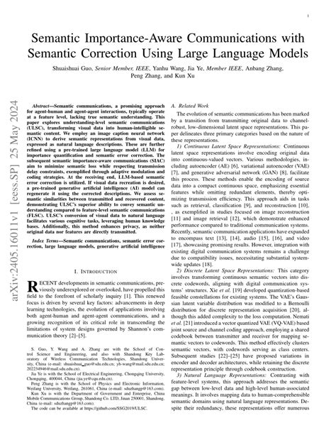 Pdf Semantic Importance Aware Communications With Semantic Correction Using Large Language Models
