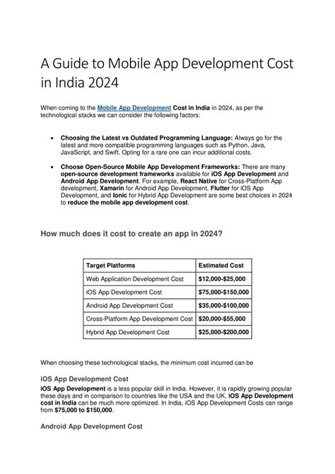 Ppt A Guide To Mobile App Development Cost In India 2024 Powerpoint