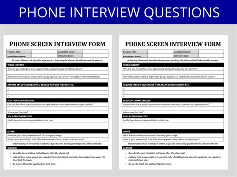 Phone Interview Questions Template Prescreen Telephone Interviewing