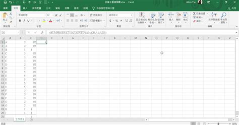 艾倫筆記本 計算excel中某欄不重複內容值的個數