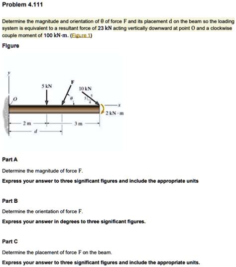Problem 4111 Determine The Magnitude And Orientation Of Theta Of Force F And Its Placement D On