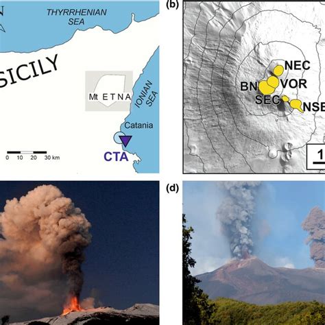 Sketch Map Of Mt Etna Showing The Positions Of The Stations For