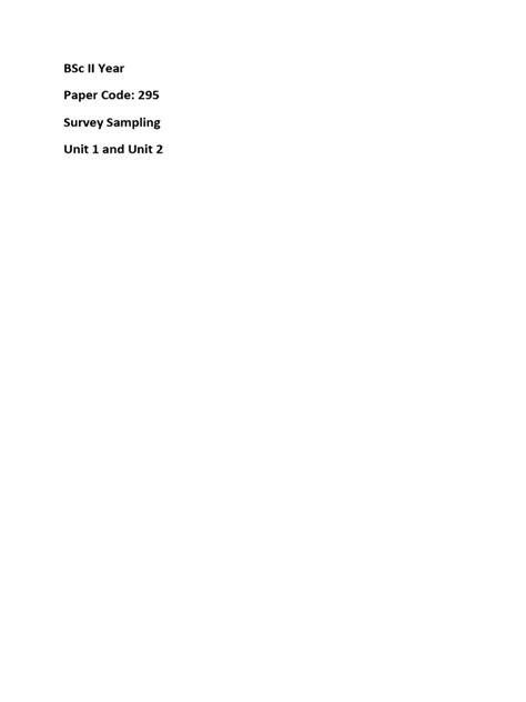 Survey Sampling E Content Pdf Sampling Statistics Estimator