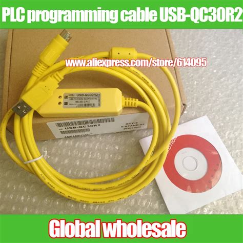 1pcs Yellow Plc Programming Cable Usb Qc30r2 For Mitsubishi Data Download Cable 6 Pin