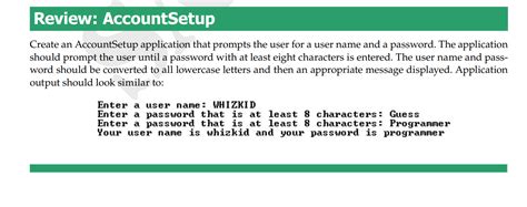 Solved Create An Accountsetup Application That Prompts The