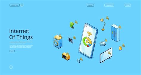 사물의 인터넷 아이소메트릭 방문 페이지 Iot 무료 벡터