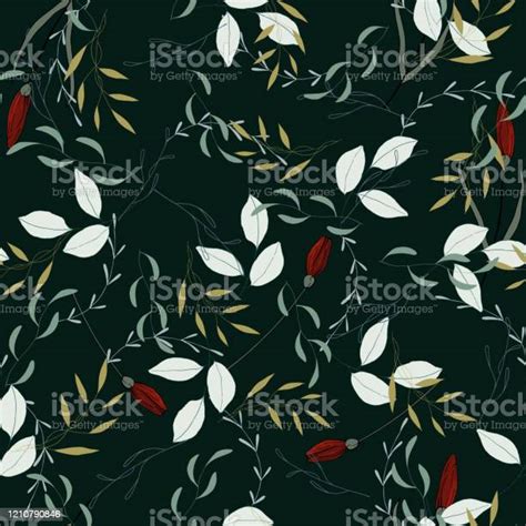 식물 손 그리기 또는 페인팅 벡터 그림 자연 녹색 열대 하와이 배경 및 벽지입니다 꽃 직물 디자인에 대한 현실적인 열대 잎 가지와 단풍 원활한 패턴 꽃 나무에 대한 스톡