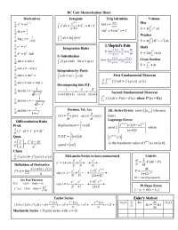 BC Calculus Formula Sheet Cheat Sheet Calculus Docsity