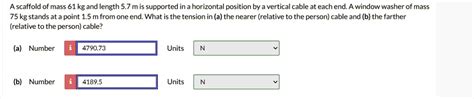 SOLVED A Scaffold Of Mass Kg And Length M Is Supported In A Horizontal Position By A
