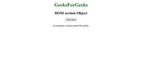 Html Dom Section Object Geeksforgeeks