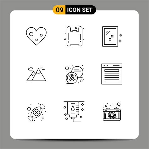 9 User Interface Outline Pack Of Modern Signs And Symbols Of Communication Travel Door Scenery