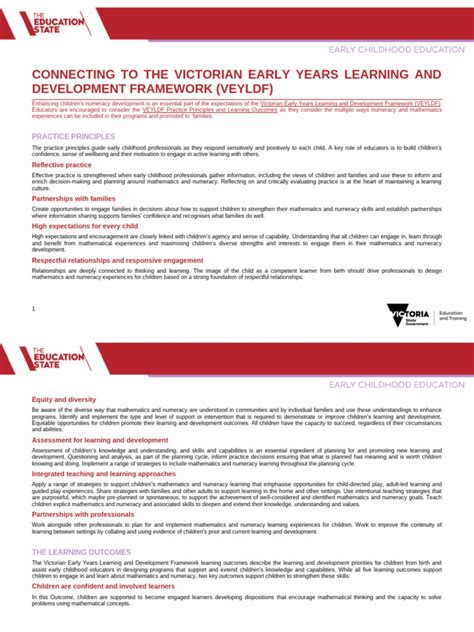 Connecting To The Victorian Early Years Learning And Development Framework Final Pdf