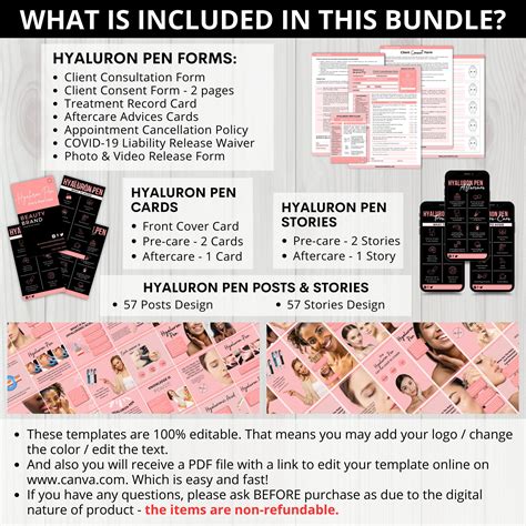 Hyaluron Pen Bundle Hyaluron Pen Forms Precare And Aftercare Cards