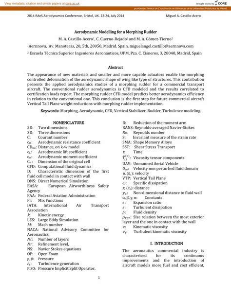 Pdf Aerodynamic Modelling For A Morphing Rudder Core Dokumen Tips