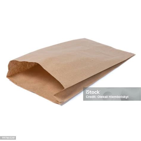 점심 이나 음식 또는 흰색 고립 된 배경에 구입에 대 한 재활용 빈 크래프트 종이 쇼핑 가방의 모형 가방에 대한 스톡 사진 및 기타 이미지 Istock