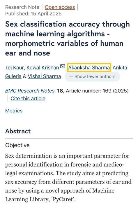 I Am Excited To Share Our Latest Article On “sex Classification Accuracy Dr Tej Kaur I Am Excited To Share Our Latest Article On “sex Classification Accuracy Dr Tej Kaur