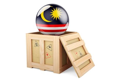 premium photo wooden box parcel with malaysian flag shipping and