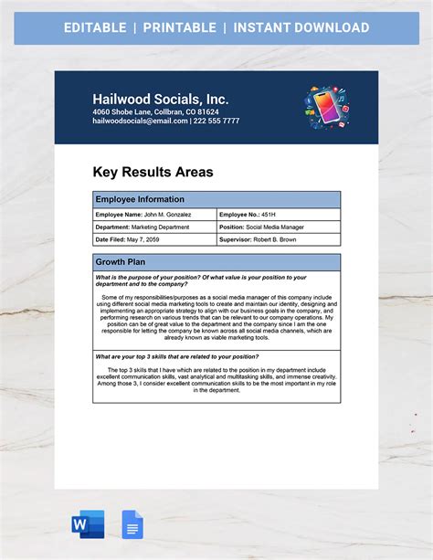 IT KRA Template Google Docs Word Template Net