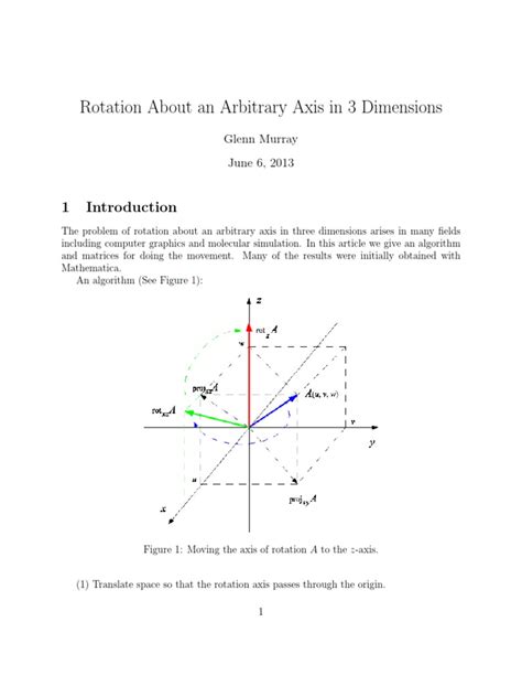 Arbitrary Axis Rotation Pdf Cartesian Coordinate System Matrix Mathematics