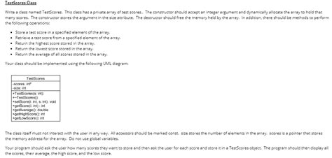 Solved EstScores Class Write A Class Named TestScores This Chegg