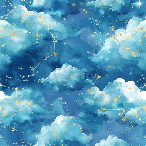 Whimsical Watercolor Seamless Pattern Wallpaper Dreamy Pastel Clouds