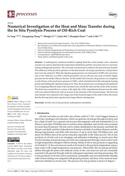 Pdf Numerical Investigation Of The Heat And Mass Transfer During The In Situ Pyrolysis Process