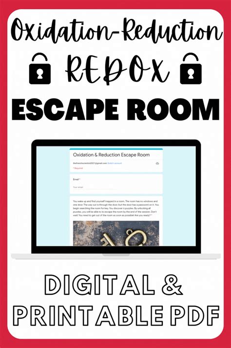 Chemistry Redox Oxidation And Reduction Escape Room Activity Chemistry