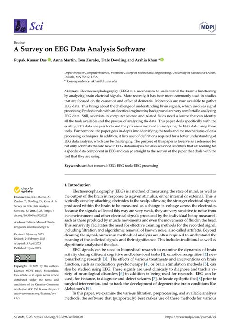 PDF A Survey On EEG Data Analysis Software