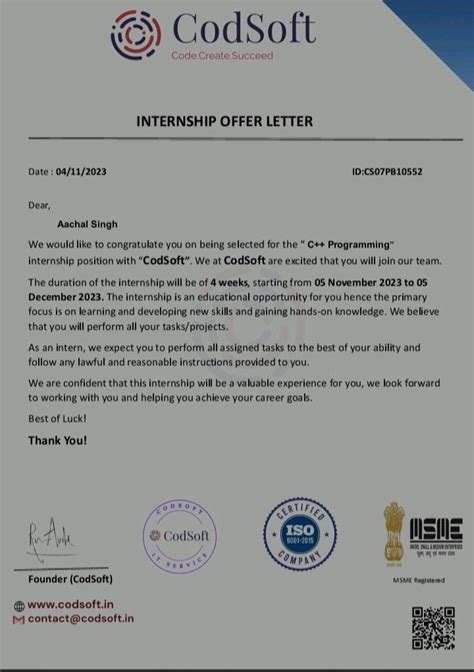 Aachal Singh On Linkedin Codsoft C