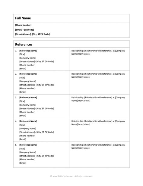 Free Reference List Templates Word Google Docs And PDF