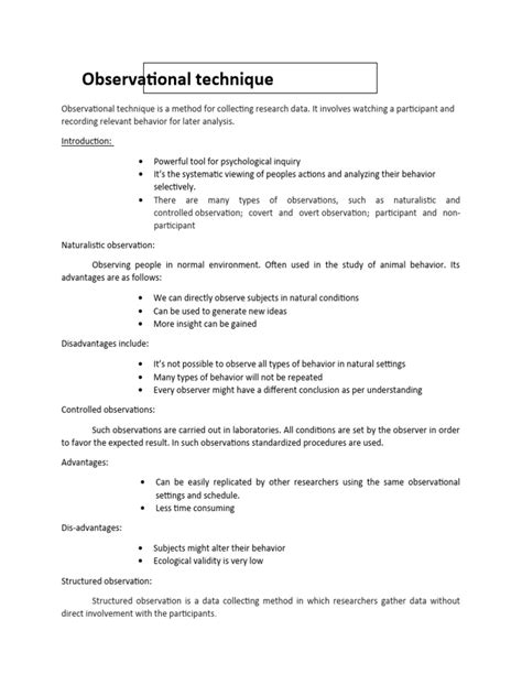 Observational Method Modified Due To Feeble Minded Ppl Pdf Behavior