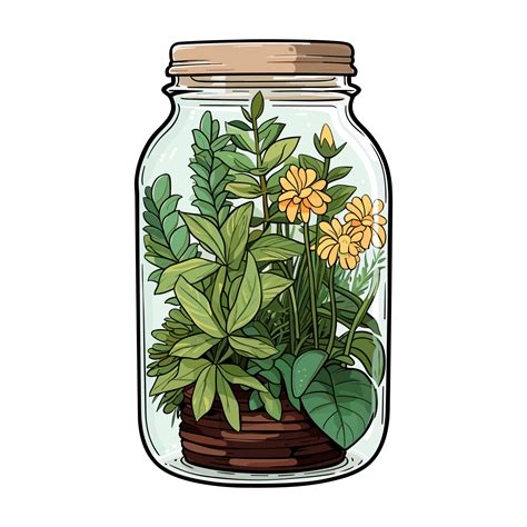 Plants In Mason Jar Sticker Bouquet Of Flowers In Glass Jar 27292353 Png