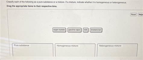 Solved Classity Each Of The Following As A Pure Substance Or Chegg Com
